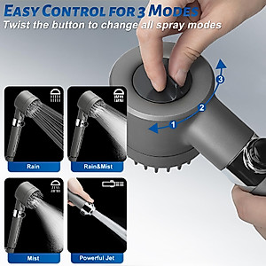 Luxsego High Pressure Shower Heads with Scalp Massager Shampoo Brush for Skin & Hair Care, Filtered Shower Head with Handheld Sprayer Soften Hard Water, 3 Settings 4 in 1 Detachable Showerhead Set