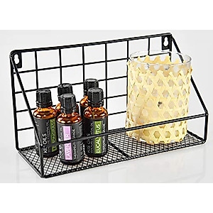 Home-X Rustic Metal Wall Floating Shelf, Small Floating Shelves for Wall, Hanging Shelf for Bedroom, Bathroom, Kitchen-9”Lx4”Wx5.5”H