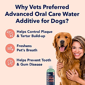Vets Preferred Oral Care Water Additive for Dogs - Healthy Mouth Dog Breath Freshener Mouthwash - Fights Bad Breath, Removes Plaque and Tartar - Prevents Gum Disease - Mild Mint Flavor