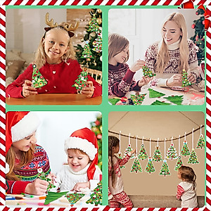 48 Pieces Christmas Tree Craft Kit for Kids Christmas Arts and Crafts Make Your Own Christmas Craft Project for Kid DIY Christmas Tree Ornament Kit Self Adhesive Sticker Sheet for Xmas Tree Decoration