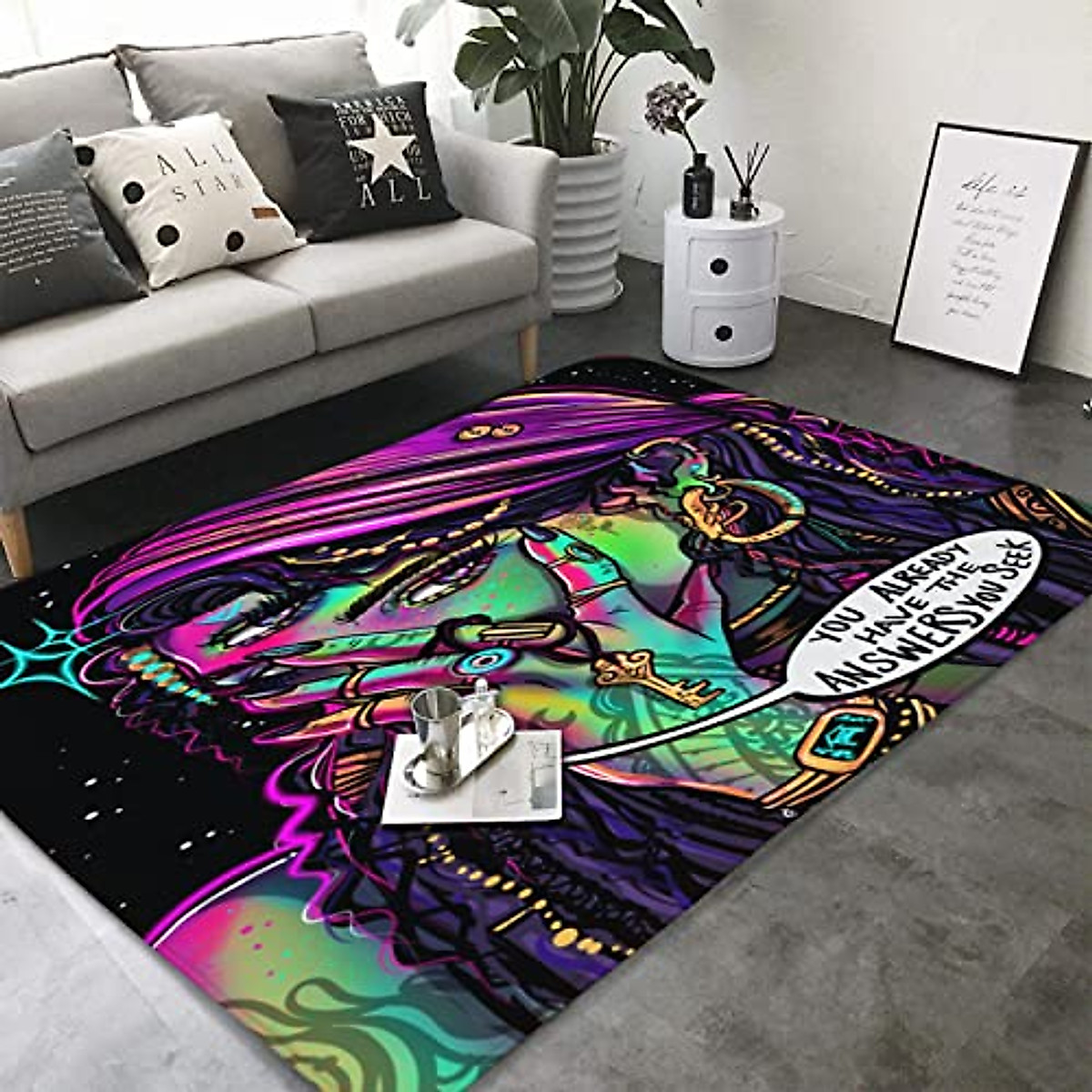 3x5 Ft Super Soft Indoor Modern Area Rug Rugs for Living Room Bedroom Trippy Cool Spooky Girl 60x39 Inch Rug