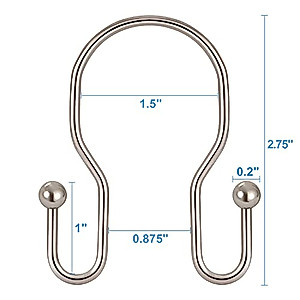 24 Pack Double Shower Curtain Hooks Rings, TENOVEL Double Sided Shower Curtain Hooks Rust Proof for Shower Curtain, Stainless Steel Bathroom Shower Hangers Rings for Shower Rods, Brushed Nickel