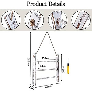 HoreZer Hanging Towel Rack Wall-Mounted,Ladder Hand Towel Rack for Bathroom Hanging Blanket Ladder Rustic Farmhouse Decorative Towel Rack Storage Shelf