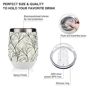 WYUSPGK 304 Stainless Steel Insulated Cup, Tree Branch Print Smooth Rim, Durable & Reusable - Perfect for Office, Home, And Travel