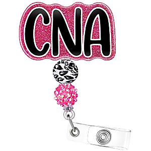 Plifal CNA Badge Reel Holder Retractable with ID Clip for Nurse Nursing Name Tag Card Cute Certified Nurse Aid Light Rose Black Alligator Clip Hospital Work Accessories