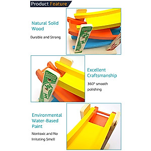 GeekHouse Wooden Race Track Car with 4 Mini Cars, Ramp Racer Toy for Toddlers, Preschool Educational Gifts for 3+ Year Old Kids, Boys, and Girls