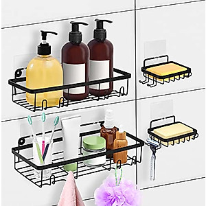 4 Pcs Adhesive Wall Hooks Sticker - Transparent Shower Caddy Adhesive Replacement, Waterproof Adhesive for Shower Caddy Bathroom Shelf