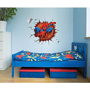 SchwartsCount Spiderman Wall Decals for Boys Room - Peel & Stick Wall Superhero Decor - Spiderman Nursery Stickers and Decals - Removable Kids Room Stickers - (17.7x19.7 Inch) 50x45cm
