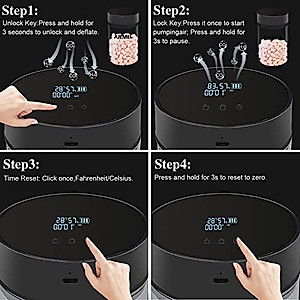 JUEMEL Automatic Vacuum Coffee Canister, Food Storage Container with Temperature & Humidity LCD Display,Time Record,Automatic Vacuum Suction,Electric Coffee jar Clear Glass-16oz/1350ml