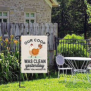 PWHAOO Chicken Coop Garden Flag Our Coop Was Clean Garden Flag Farm Owner Garden Decor Chicken Lover Gift (OUR COOP F)
