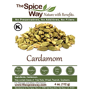 The Spice Way Cardamom Pods- (4 oz) Whole Green Cardamom Pod kosher by OK