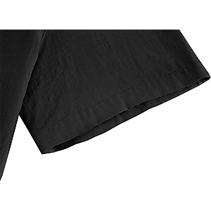 Maiyifu-GJ Men's Short Sleeve Cotton Linen Shirts Lightweight Summer Button Down Shirt Holiday Beach T Shirt with Pocket (Black,3X-Large)