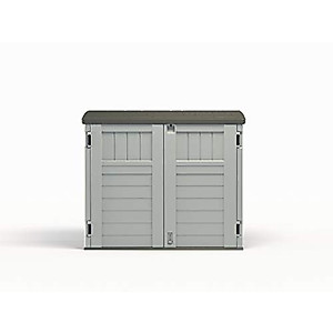 Suncast Horizontal Outdoor Storage Shed for Backyards and Patios 34 Cubic Feet Capacity for Garbage Cans, Tools and Garden Accessories, No Size, Vanilla