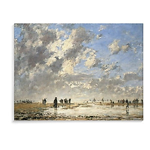 French Impressionist Landscape Oil Painting Sunset on The Coast Landscape Wall Art Wall Art Paintings Canvas Wall Decor Home Decor Living Room Decor Aesthetic 12x16inch(30x40cm) Frame-Style