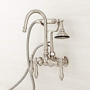 Signature Hardware 917402-2 Pasaia Wall Mounted Tub Filler Faucet with 2" Wall Couplers, Integrated Diverter- Includes Telephone Style Hand Shower