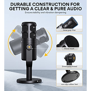 MAONO XLR Podcast Microphone, Cardioid Studio Dynamic Mic for Vocal Recording, Streaming, Voice-Over, Voice Isolation Technology, Metal Mic, Works for Audio Interface, Mixer, Sound Card-PD100