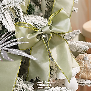 DINDOSAL Sage Green Christmas Ribbon Wired 2.5" x 10 Yard Dusty Green Wired Ribbon Green Wired Ribbon for Christmas Tree Decorations, Topper Bows, Wreaths, Crafts, Home Decor, Gift Wrapping