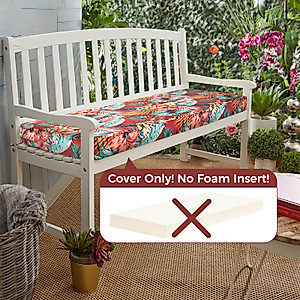 IN4 Care Patio Bench Cushion Covers for Outdoor Furniture with Ties, Water Resistant Loveseat/Settee Cushion Slipcover 48x18x3 Inch for Swing Porch Garden (Replacement Cover Only)-Chili Red Floral