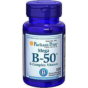 Puritans Pride Vitamin B-50 Complex Caplets, 100 Count