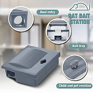24 Pcs Mice Bait Station with Key Small Bait Station Traps Reusable Mouse Traps Outdoor Smart Tamper Proof Cage House Small Bait Boxes for Mice and Other Pests (Grey)