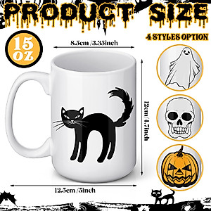 Lallisa 4 Pieces Halloween Mug Set Halloween Coffee Mug 15oz Halloween Mugs Pumpkin Mug Ghost Mug Fall Coffee Mugs Gift for Kids Women Men Thank You Gifts Fall Decoration for Kitchen Office Home
