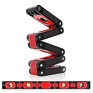 Multi-Function Foldable Level Measuring Tool,24 Inch Magnetic Level Tool with 4 Easy to Read Level Bubbles,Precise Leveling Tool for Carpenters,Woodworkers,Fabricators
