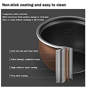 Rice Cooker for 1-3 Person, Slow Cooker, 2.5 Litre, Spherical Non-Stick Liner, 10 Rice Cooking Functions, LED Display, US/UK/EU Power