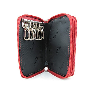 Pelgio Genuine Crocodile Skin Leather Zip Around Key Holders Wallet Coins Purse (Black) (Black)