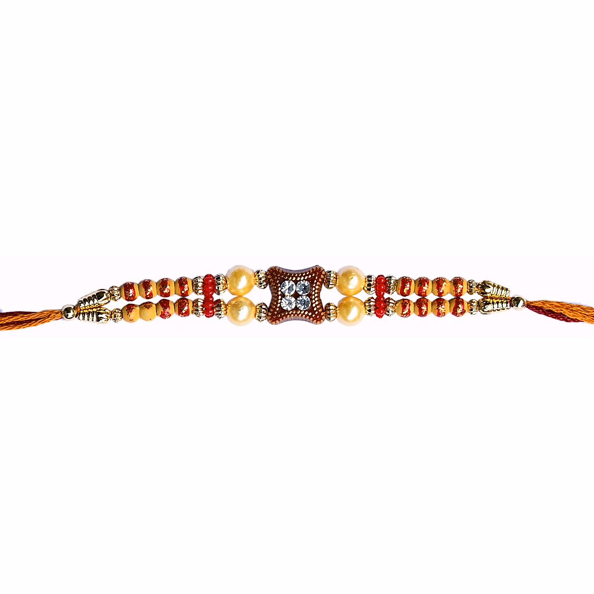 Purpledip Bhai Dooj Rakhi Set For Bhaiya Bhabhi In Shagun Envelop With Auspicious Roli Chawal Tika (rakhi35r)