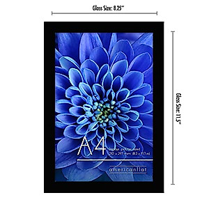 Americanflat A4 Picture Frame in Black - Composite Wood with Shatter Resistant Glass - Horizontal and Vertical Formats for Wall and Tabletop - 8.3 x 11.7 in - Pack of 2
