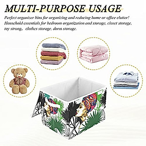 RunningBear African Girl Tropical Large Storage Bins with Lid Collapsible Storage Bin Storage Bin Shelves Cute Storage Box for Toy Shoes Books Clothes Nursery
