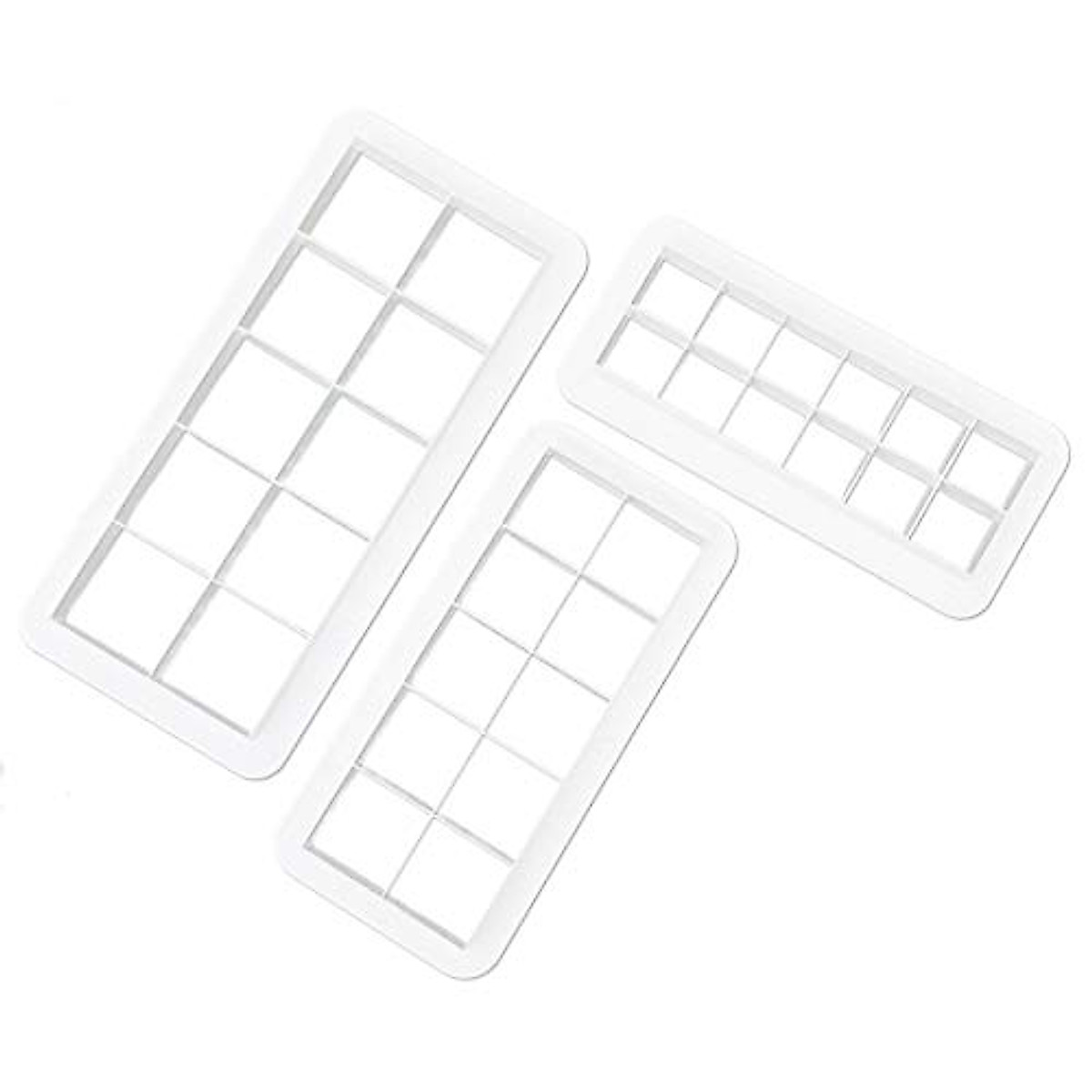 Clever Monster Square Cookie Cutter Set, Geometric Multicutter Square Cake Fondant Cutter, 3 Size Square Biscuit Cutters Cake Decorating