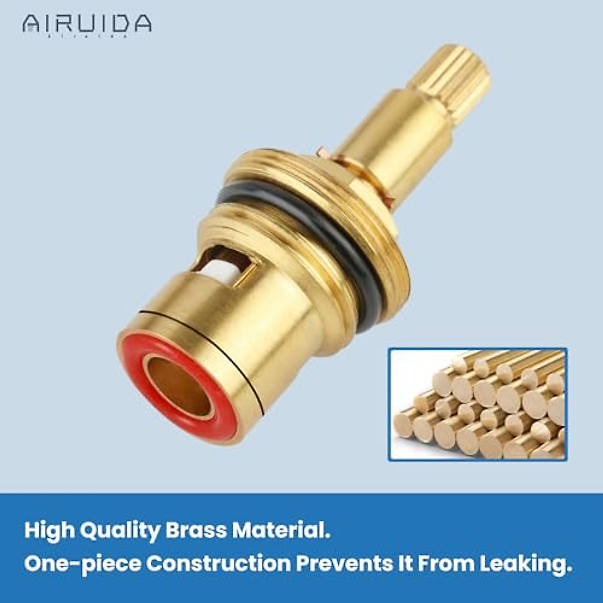 Airuida 52MM Anticlockwise Rotation Cartridge Replacement for Kitchen Faucet Valve 20 Teeth Brass Ceramic Disc Ceramic Stem for Exposed Shower System and Faucet Bathroom Water Control Tap Cartridge