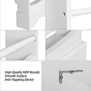 ABBWOBOX 4-Tier Bookshelf, 31.5L x 5.3W x 46.5H Wall Mounted Floating Display Storage Shelves Book Rack, Organizer Stand for Books Toys in Playroom Living Room Bedroom, White