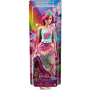 Barbie Dreamtopia Royal Doll with Dark-Pink Hair & Sparkly Bodice Wearing Removable Skirt, Shoes & Headband