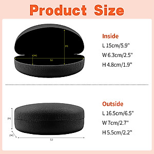 CHZZMS 2 PACK Large Hard Shell Sunglasses Case, Protective Case For Sunglasses and Eyeglasses (black+yellow)