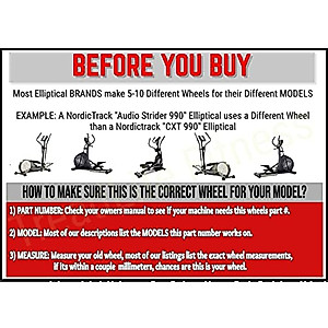 TreadLife Fitness Elliptical Replacement Wheel - Part Number 205979 - Compatible with NordicTrack CX990 Ellipticals (2 - Pack)