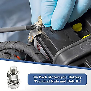 Motorcycle Battery Terminal, 20 Pack M6 x16mm M6 x20mm Motorcycle Battery Terminal Bolt Square Nut Kit, 304 Stainless Steel Battery Screw and Nut, Motorcycle Accessories for ATV Scooter (M6x16mm)