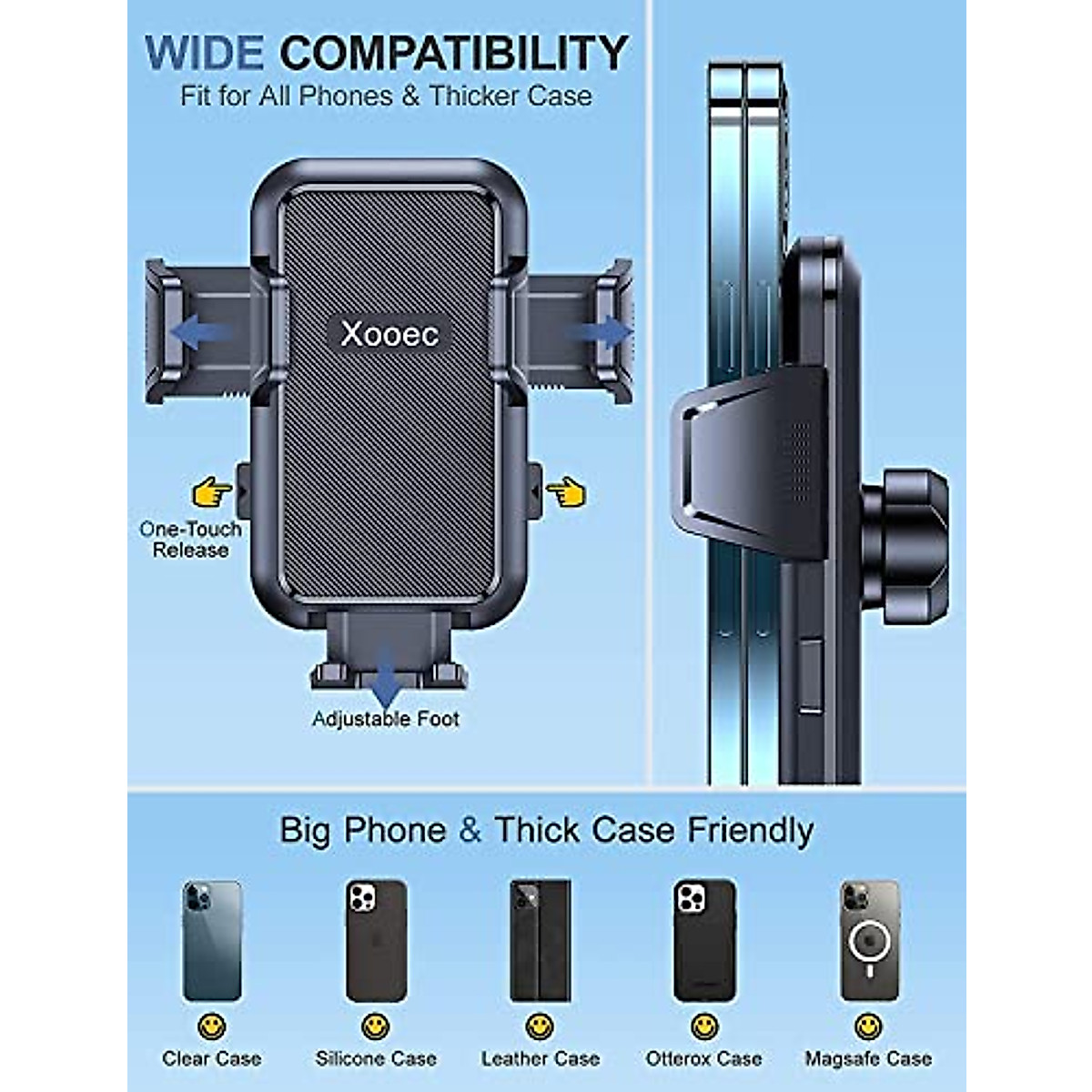 Xooec Car Phone Holder Mount, [Horizontal & Vertical Vents Friendly] Universal Stable Air Vent Cell Phone Car Mount with Metal Hook Clip for iPhone 14 13 12 11 Pro Max Samsung Galaxy Note S21 Ultra