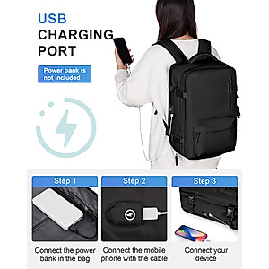 VECAVE Travel Backpack for Women,Airline Approved Carry On Backpack Flight Approved,Waterproof 14 Inch Laptop Backpack with Shoe Compartment Casual Daypack Backpacks Black