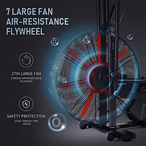 leikefitness Fan Exercise Bike Upright AirBike Indoor Cycling Stationary Bicycle with Unlimited Air Resistance System,Heart Rate Compatibility and Tablet Holder for Home Cardio Workout
