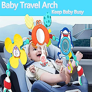 FBesteam Baby Stroller Arch Toy - Infant Car Seat Toys Adjustable Mobile Activity Arch with Play Accessories, Sensory Travel Crib Bouncer Bassinet Toys for Toddler Boy Girl 0 3 6 9 12 24 Months (Crab)