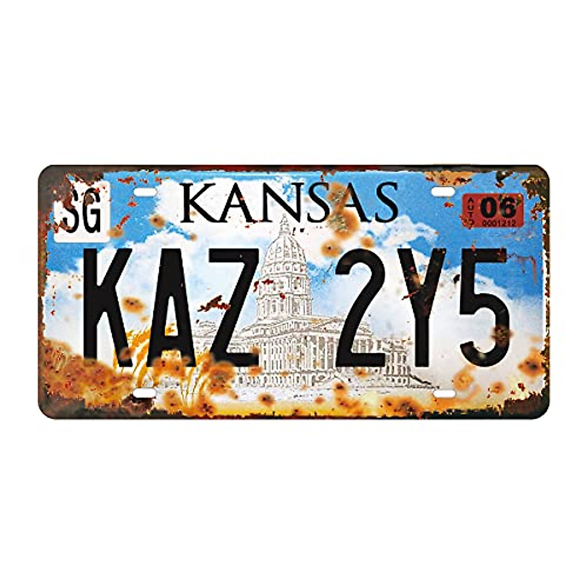 Panguru 2 Pieces Prop License Plates from Supernatural, Metal Stamped Number Tags, Movie Prop Vanity Plate, 12x6 inches