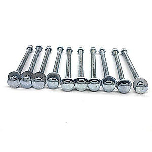 (4 pc) 3/8-16 x 6 Long Square-Neck Carriage Bolts Set w/Nuts & Washers,Zinc-Plated,Carbon Steel Grade 2,by Fullerkreg
