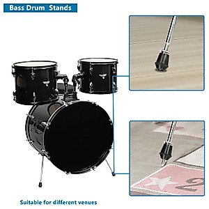 Ktaxon 5-Piece Adult Drum Set, 22 Inch Full-Size Drums Kit with Cymbal Stands, Hi-hat Stand, Sticks, Drum Pedal, Stool & Floor Tom for Beginner Teens Student (Black)