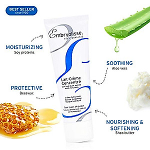 Embryolisse Lait-Crème Concentré, Face Cream & Makeup Primer - Cream for Daily Skincare - Face Moisturizers for All Skin Types (2.54 Fl Oz (Pack of 1))