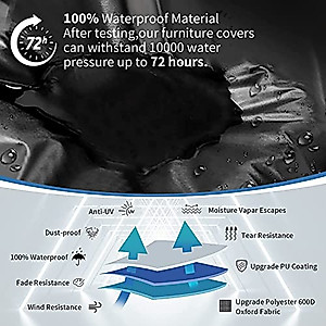 GARPROVM Patio Furniture Covers Waterproof Outdoor Table Sofa Set Covers with Upgraded 600D Material, 4 Windproof Buckles 124 x 71 x 29 Inch Rectangular Heavy-Duty Large