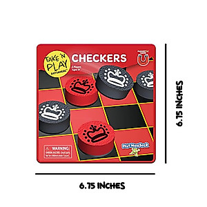 PlayMonster Take 'N Play Anywhere — Checkers — Magnetic Travel Game — Fun on The Go! — for Ages 4+