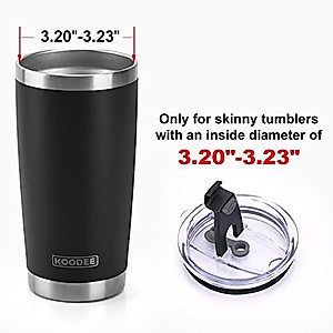 20 oz Tumbler Lids, Fits for 20 oz YETI Rambler, Atlin, Juro, SUNWILL, Umite Chef and More, Koodee 2 Pack Spill-proof Lids,Covers for 20 Ounce Tumbler,Cup (Black)