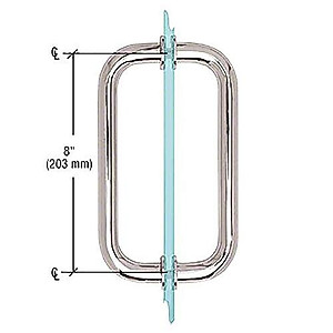 Dynasty Hardware 8" Back to Back Tubular Shower Door Pull for Frameless Shower Doors, Polished Chrome, with Trim Washers